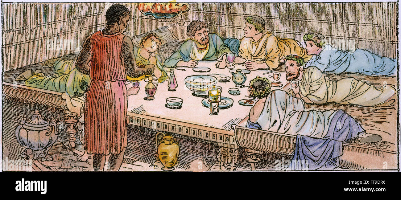La Rome antique : Maison des esclaves. /NA slave desservant les diners ...