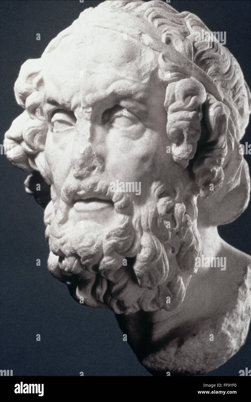 Homère (9ème-8ème siècle avant J.-C.). NGreek /poète. Buste en marbre ...