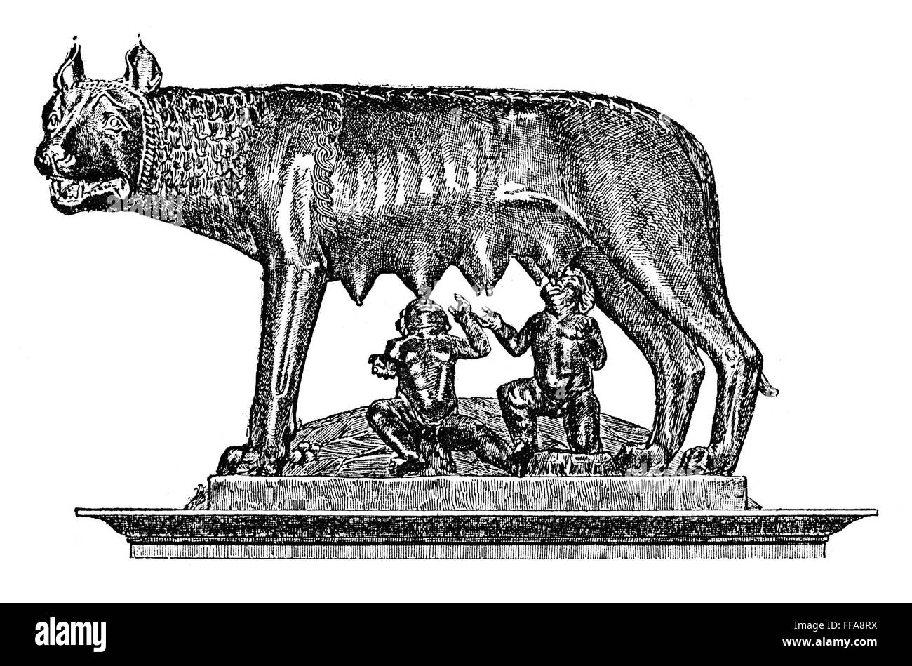 Loup Capitolin. NBronze /sculpture d'une louve allaitant deux enfants ...