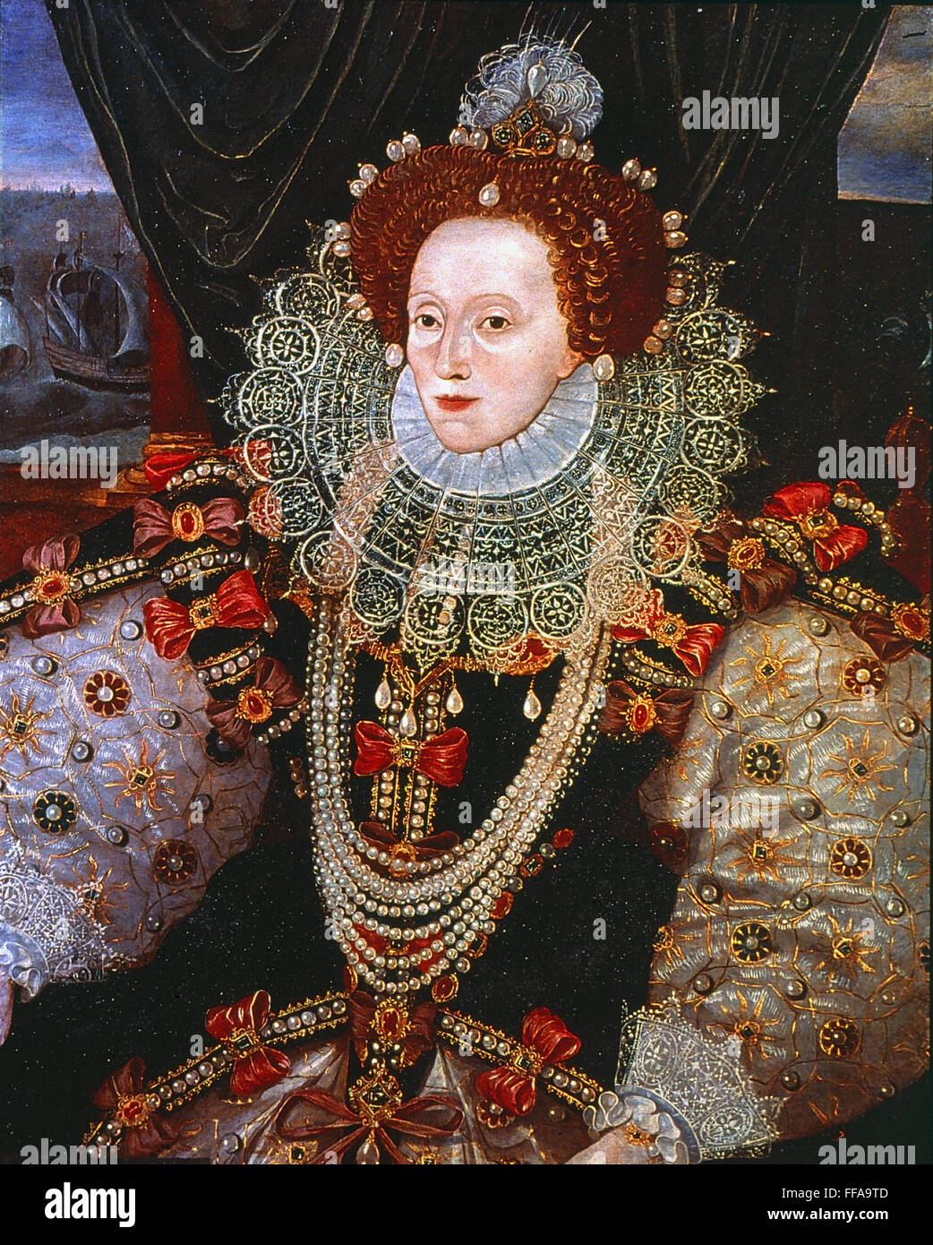 La reine Elizabeth I, c1588. /NQueen Elizabeth I d'Angleterre. Huile ...