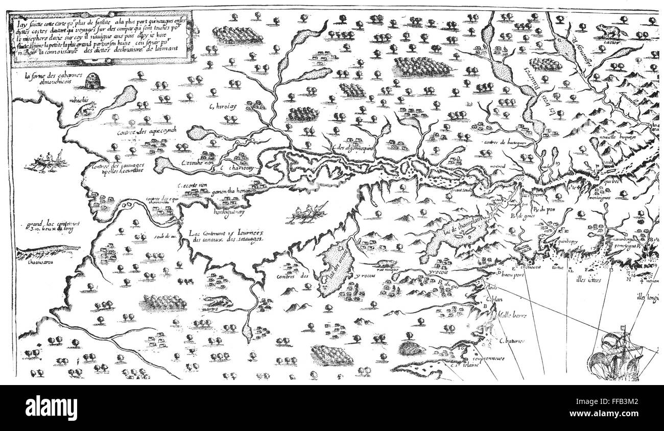 Carte de la NOUVELLE FRANCE, 1612. /Nla partie ouest de Samuel de ...