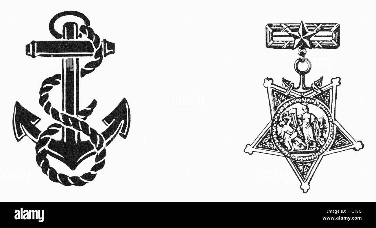 Symboles : U.S. NAVY. NEmblem /de la marine américaine (à gauche) et la ...