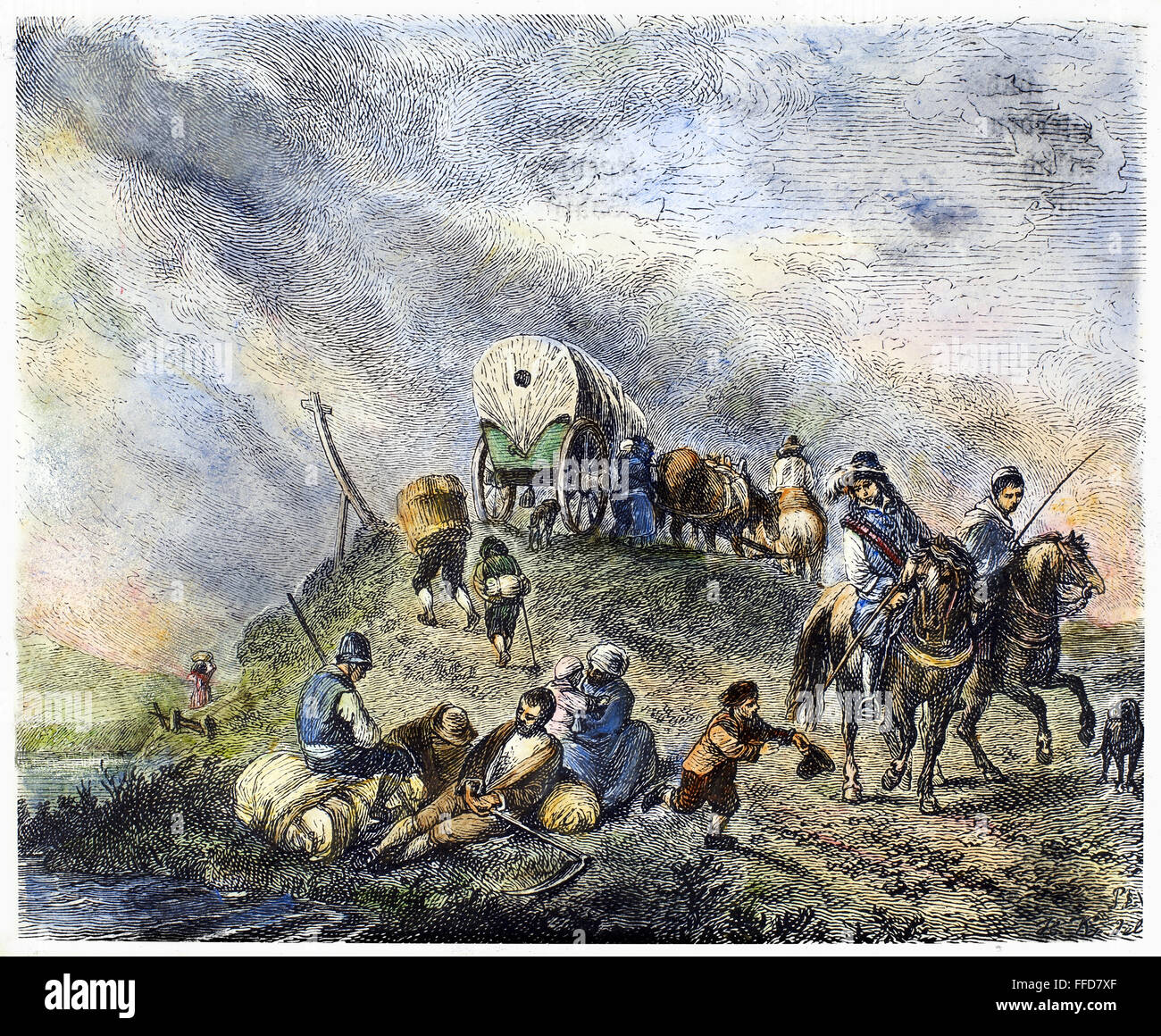 Guerre de Trente Ans. /NCivilians sans abri par la guerre de Trente Ans qui fuient la ...