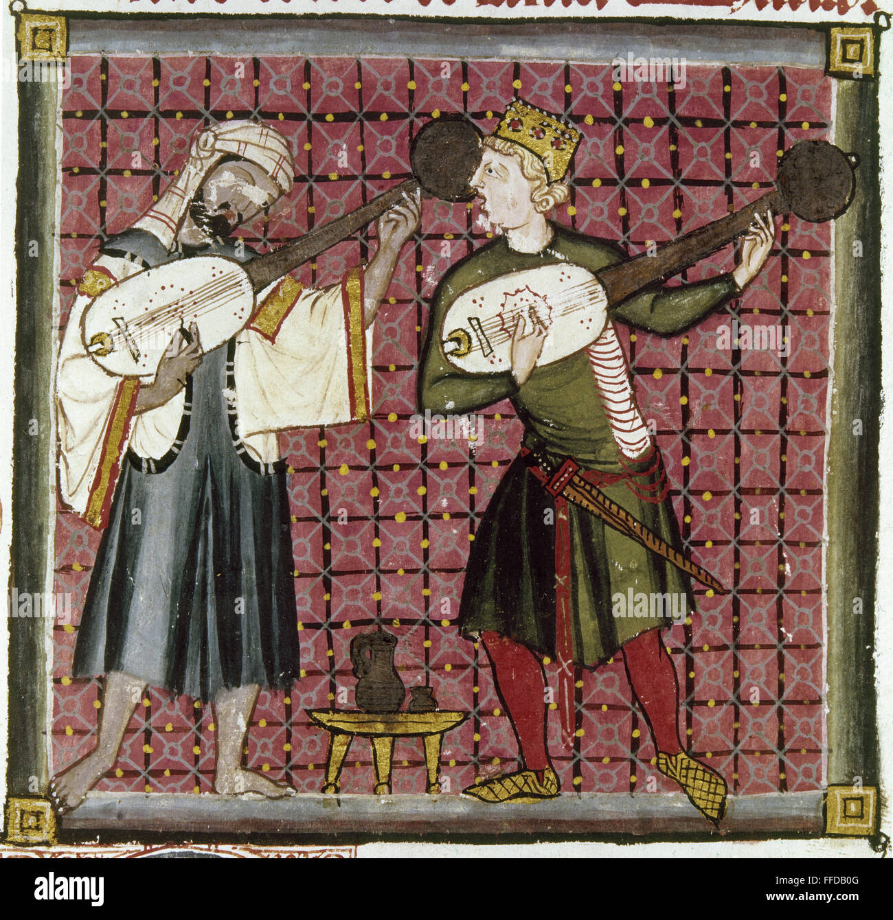 Espagne : La Musique, 13e siècle. /NA Musulmans espagnols (à gauche) et ...