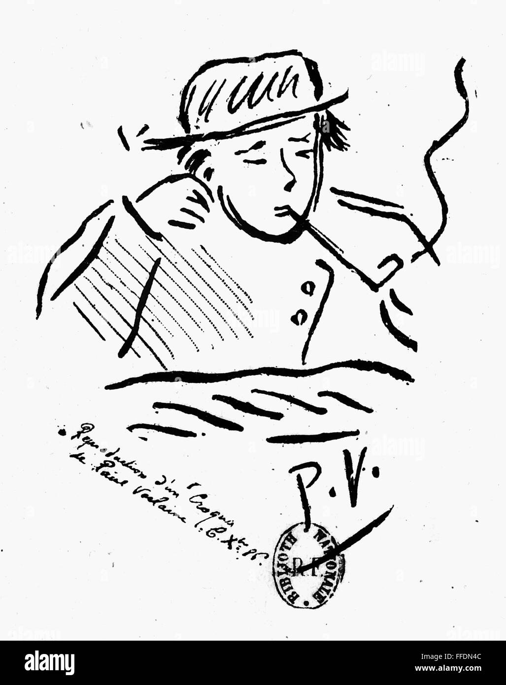 ARTHUR RIMBAUD (1854-1891)./nFrench poète. Dessin, 19e siècle, par Paul ...