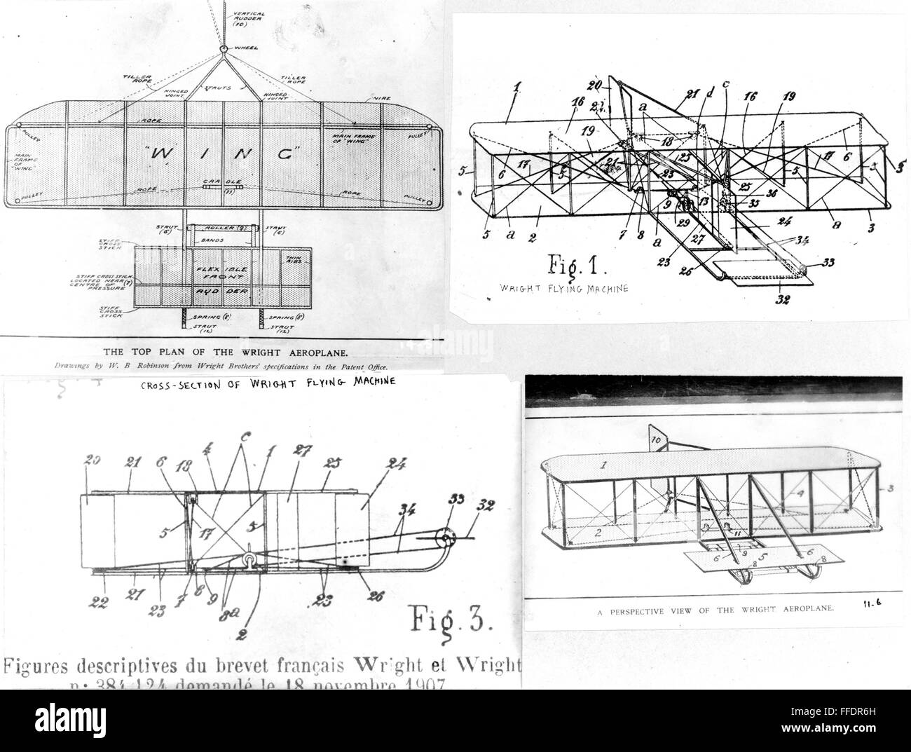 Les plans des frères Wright, 1908. NPatented /plans de l'avion des ...