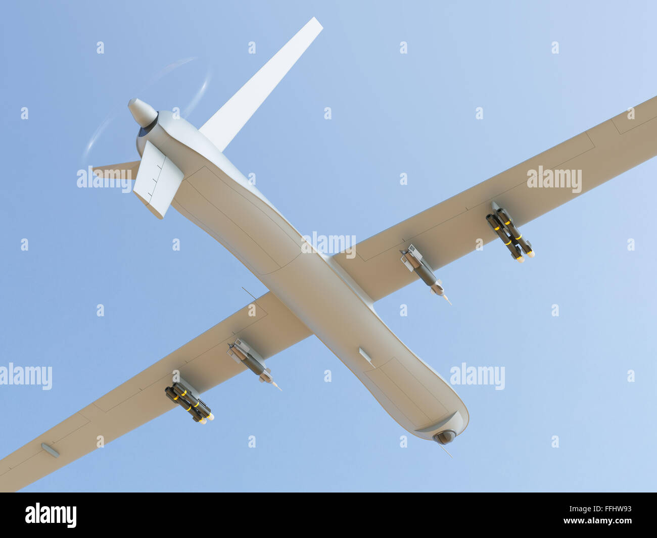 Military véhicule aérien sans pilote (UAV) avec des missiles dans le ...
