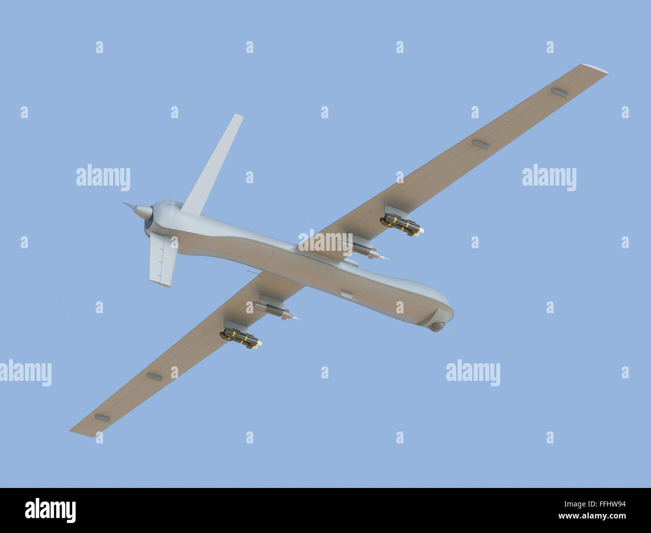 Military véhicule aérien sans pilote (UAV) avec des missiles dans le ...