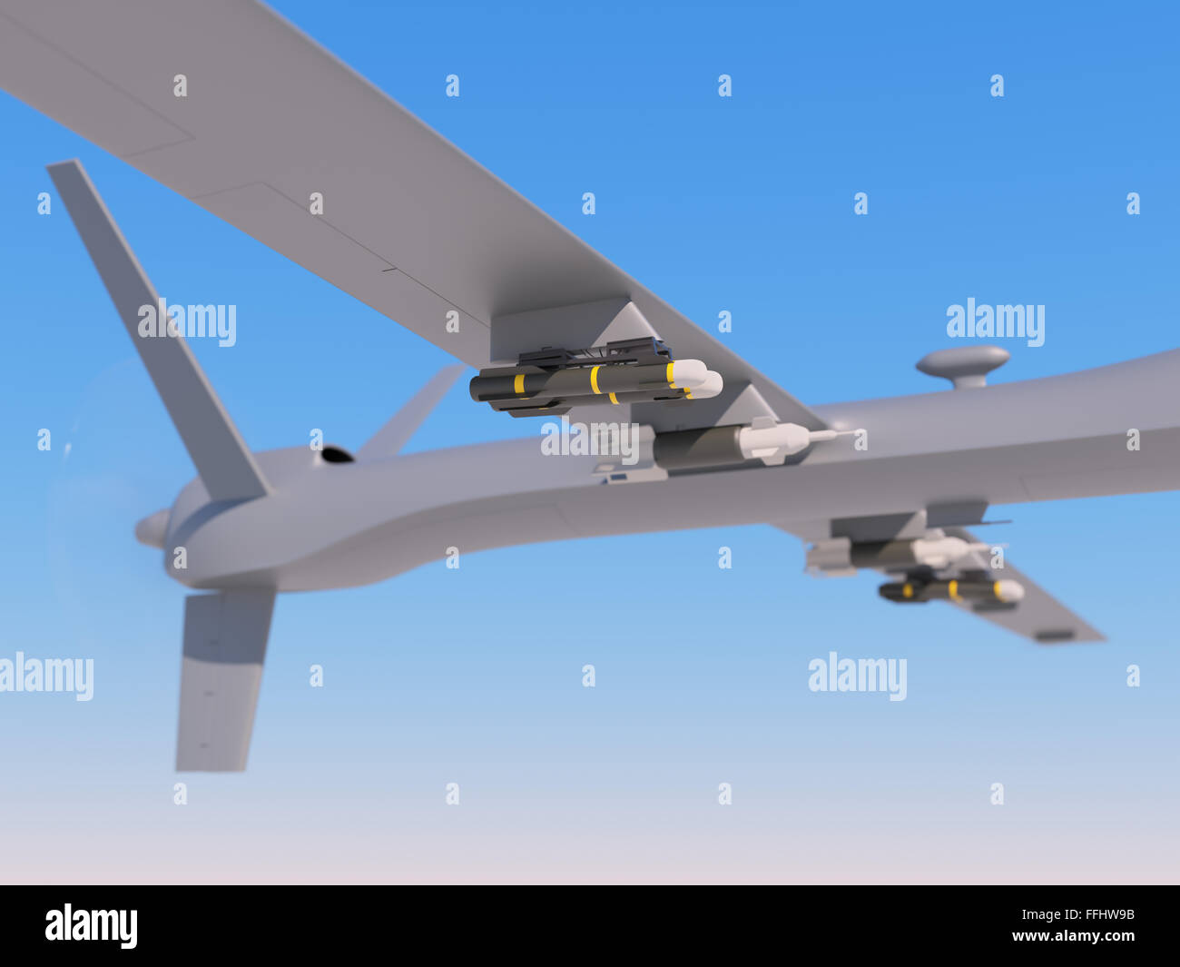 Military véhicule aérien sans pilote (UAV) avec des missiles dans le ...