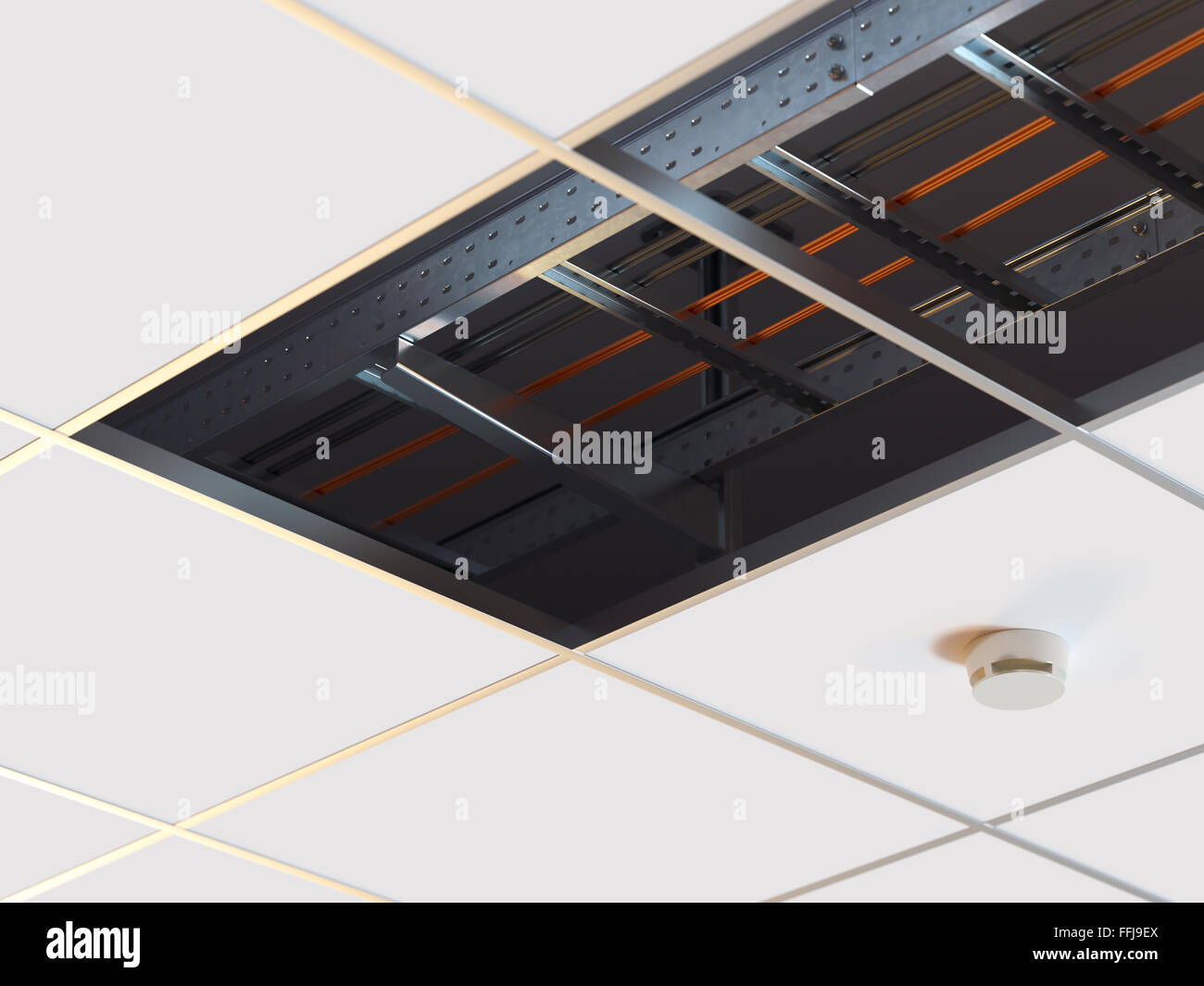 Chemin de câbles à l'intérieur de l'échelle de l'espace au plafond ...