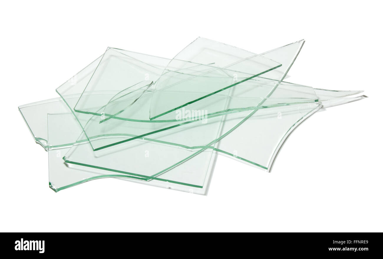 Broken glass pieces white background Banque de photographies et d ...