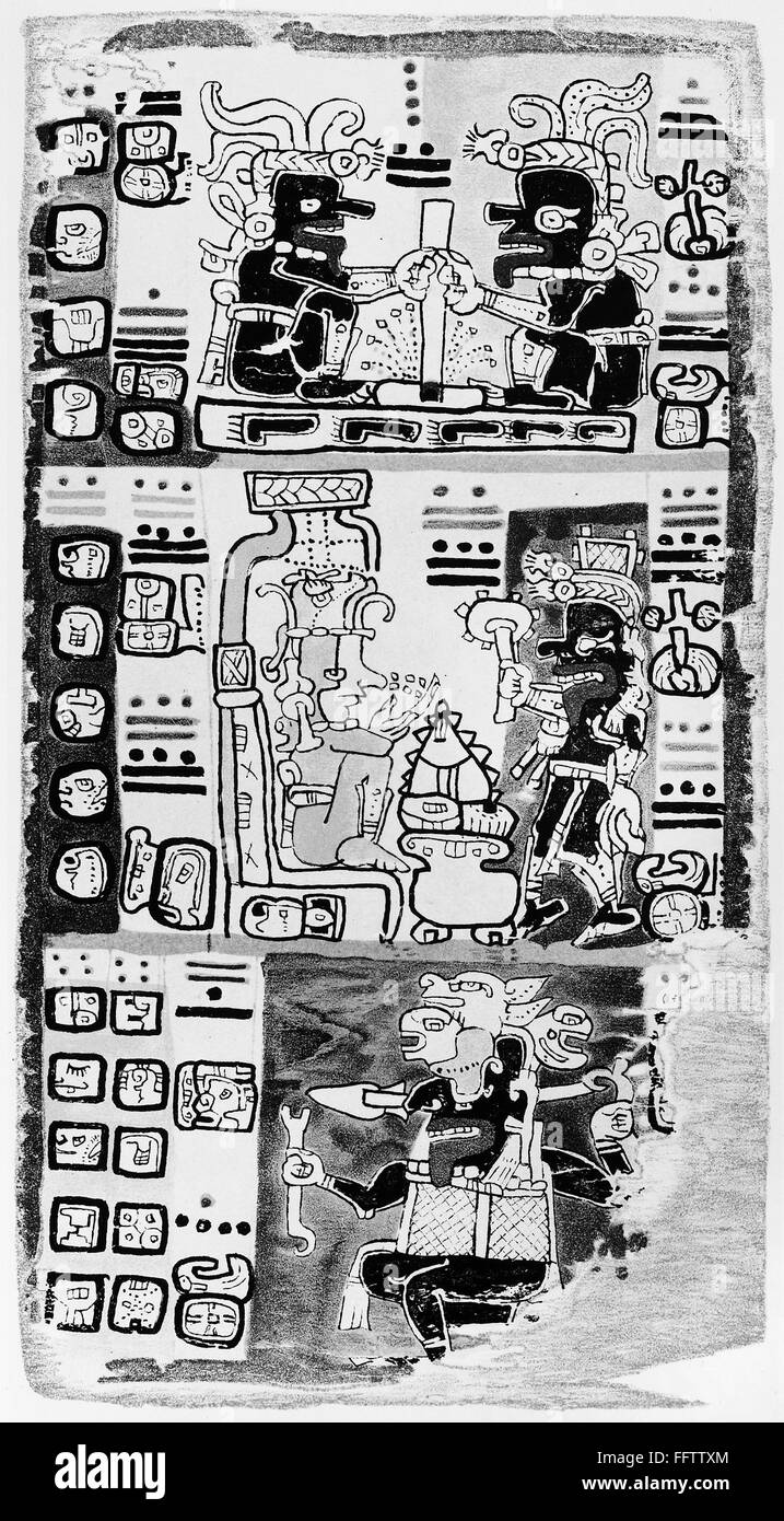CODEX maya. /NHieroglyphics d'un codex maya Photo Stock - Alamy