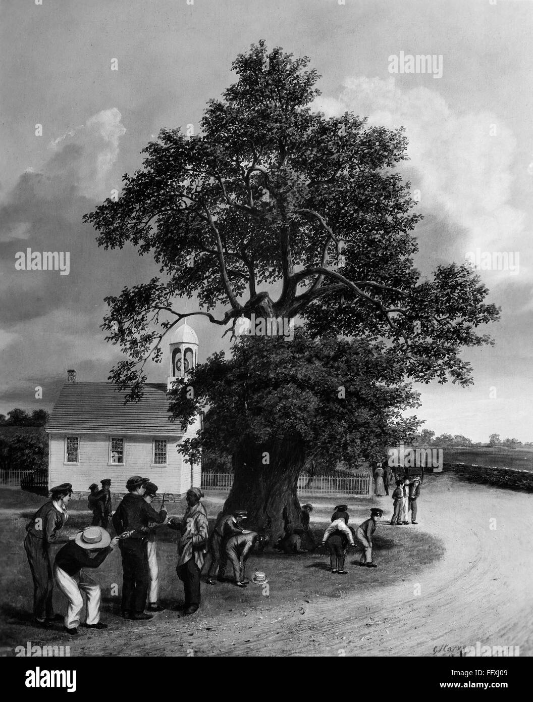 HARVEY : APÔTRES CHÊNE, 1884. /N'Til Apôtres Chêne.' Huile sur bois par ...