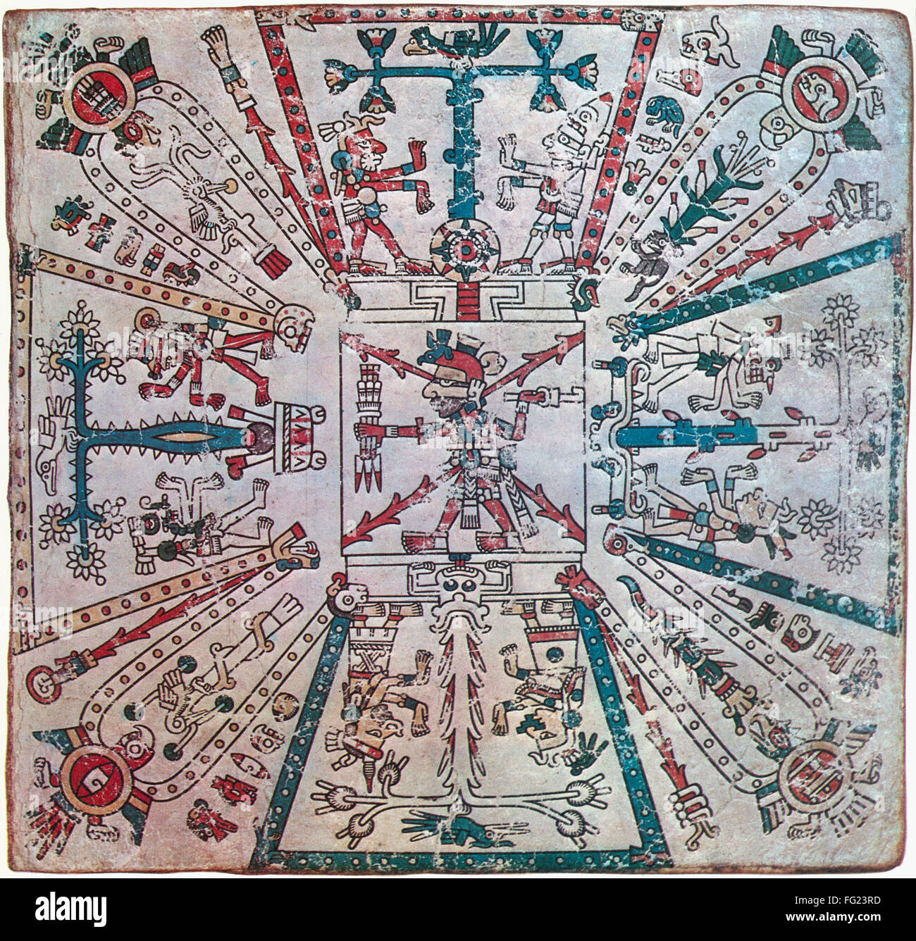 Régions du monde aztèque. /NAztec peinture de la Codex Fejervary-Mayer ...