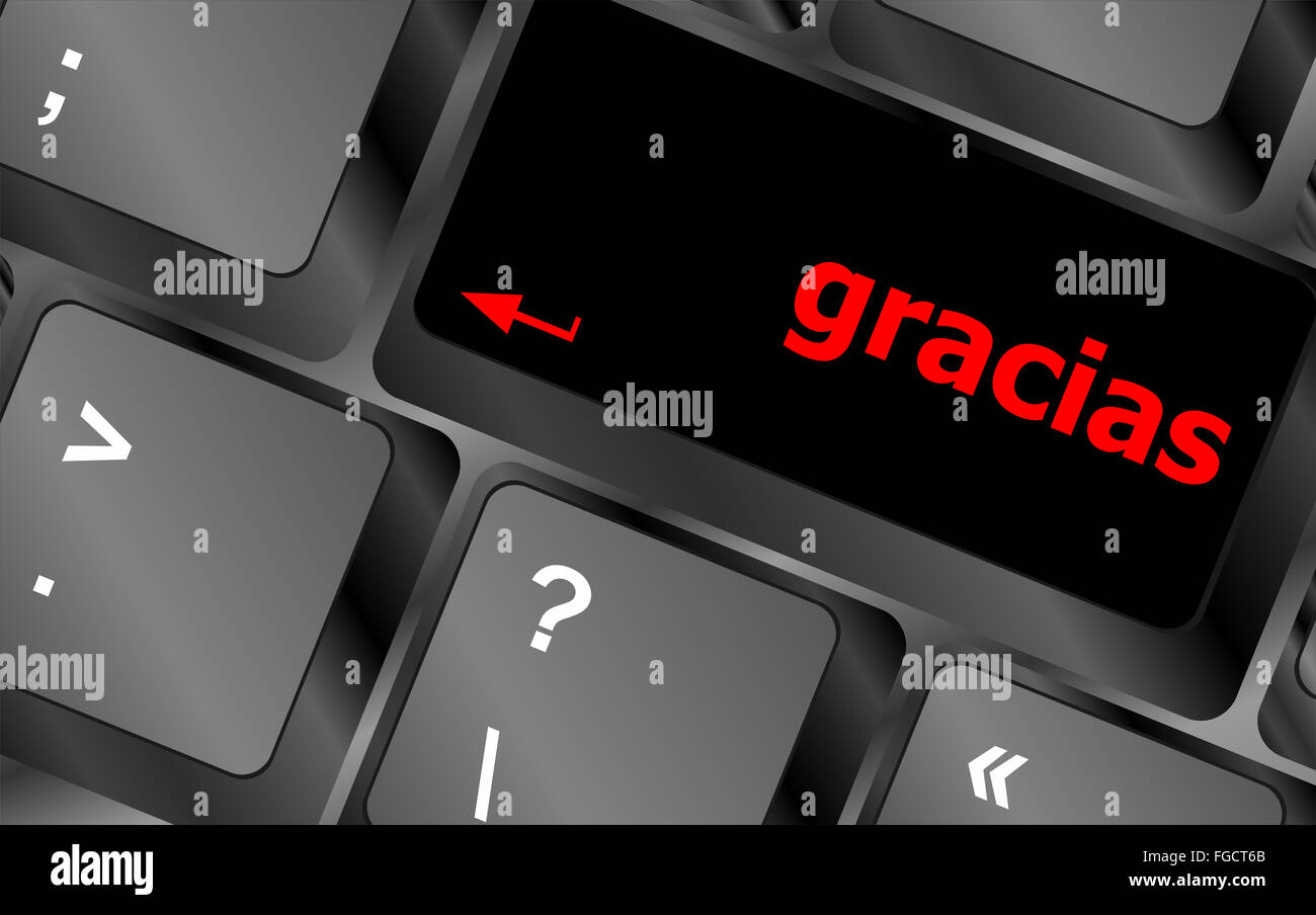 Les touches du clavier de l'ordinateur avec word Gracias, Espagnol ...
