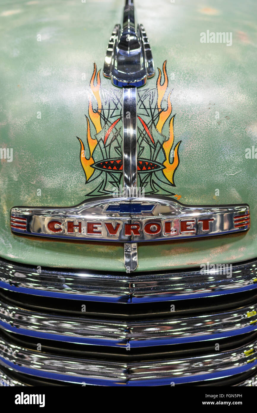 Art de capot sur un camion Chevrolet 2016 sur l'affichage à la London ...
