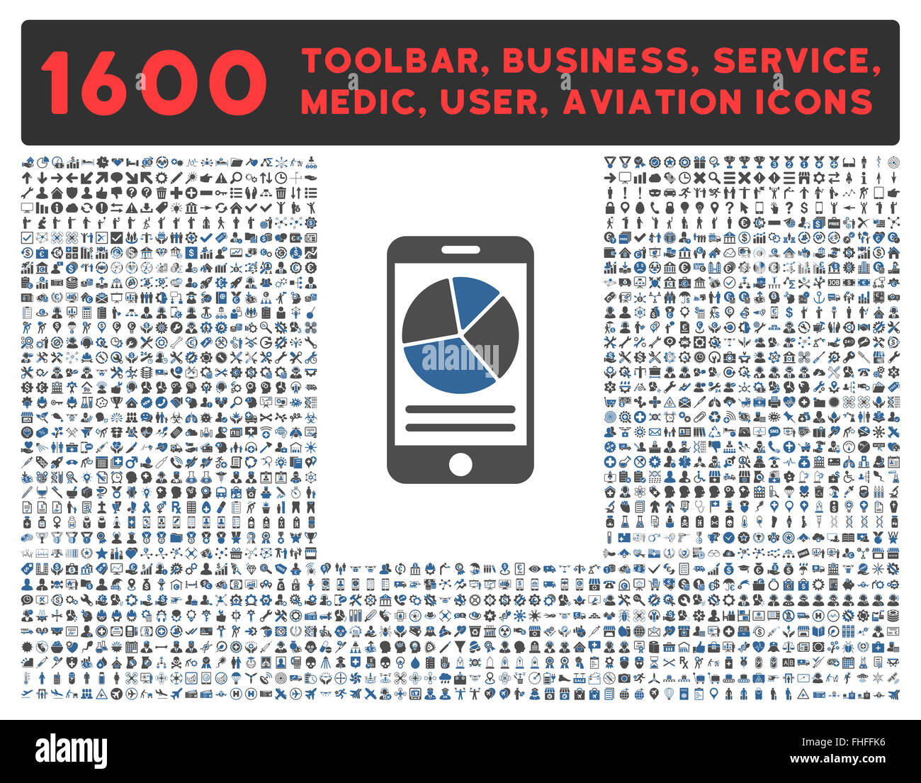 L'icône Mobile avec une grande collection de pictogrammes Photo Stock ...