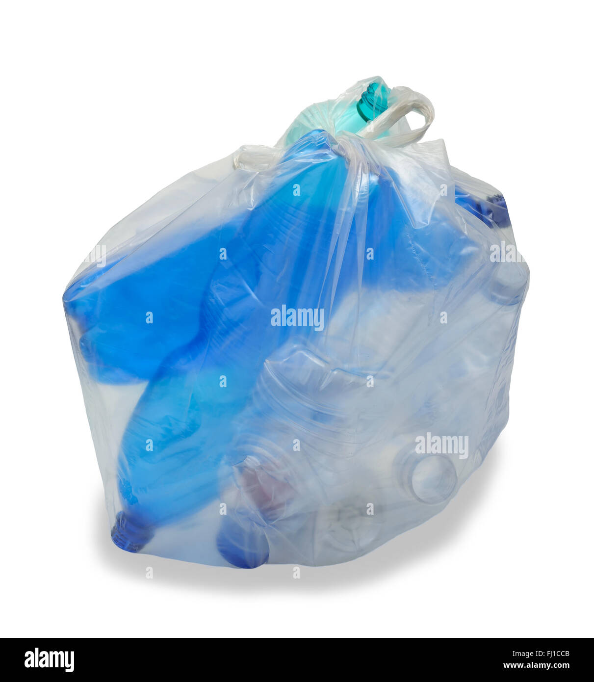 Sac à déchets avec des bouteilles en plastique isolated on white Photo ...