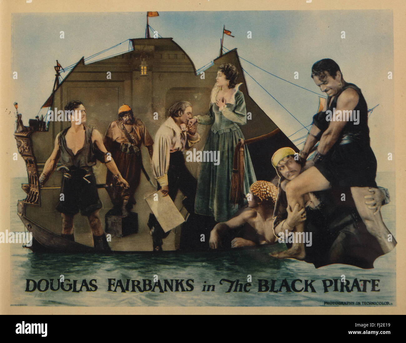 "Le Pirate", noir (United Artists, 1926), la scène du lobby card. Avec ...