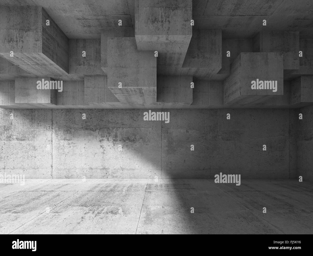 Abstract interior design avec structure cubique au plafond. Arrière ...