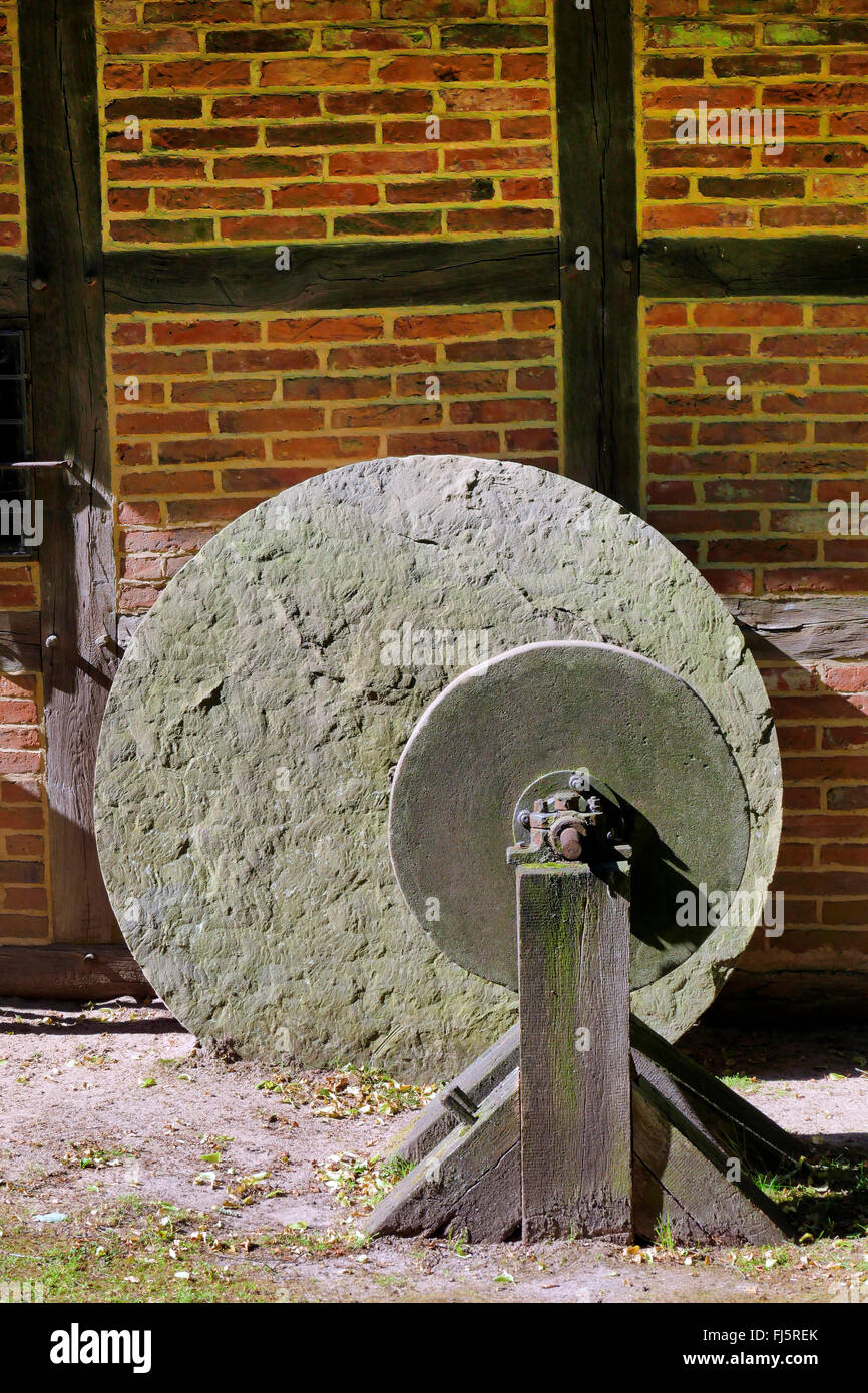 Meule meule, et sur une ferme, en Allemagne, en Basse-Saxe, Ammerland ...