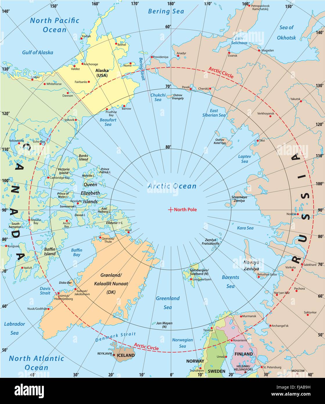 Arctic north pole map Banque de photographies et d’images à haute ...