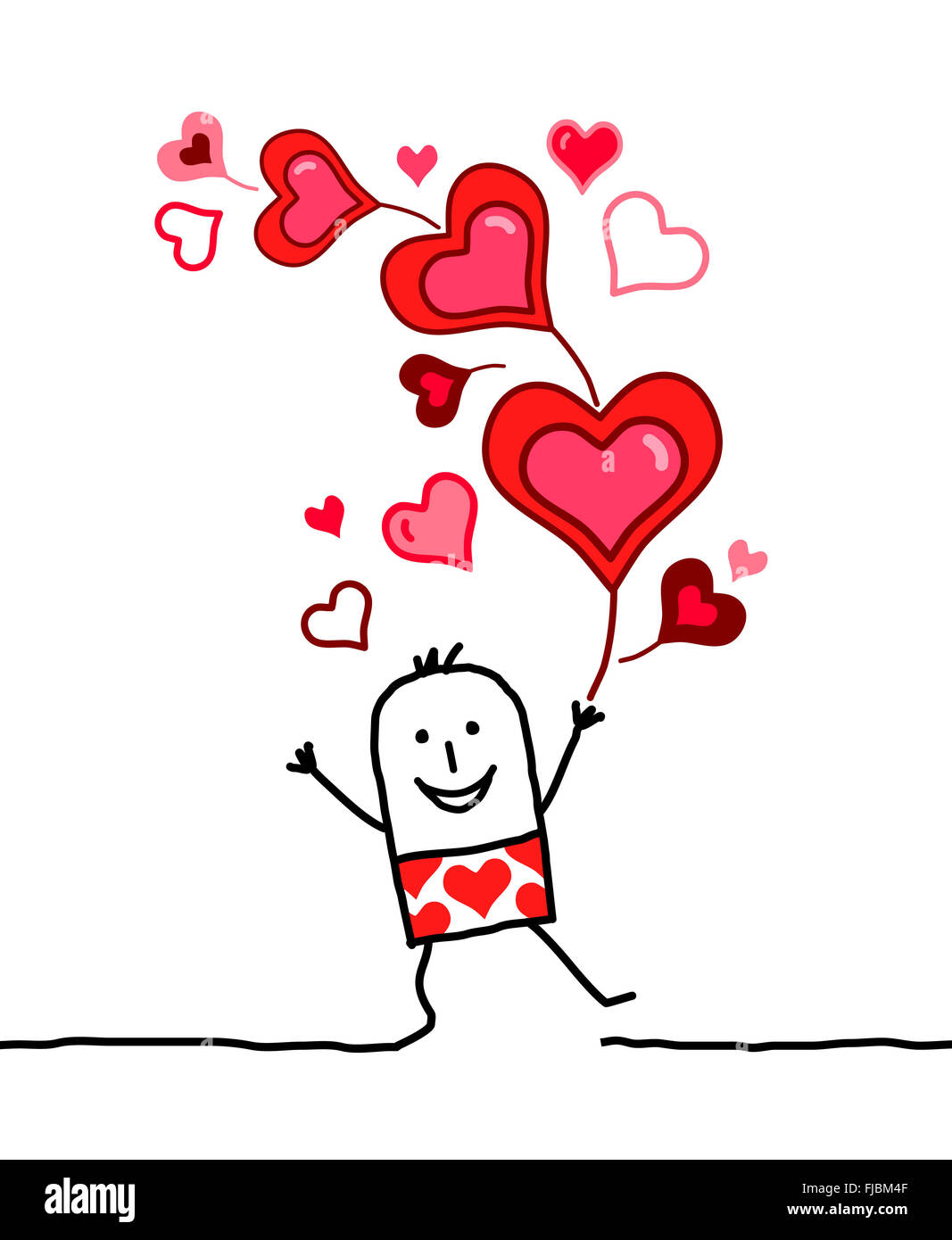 Hand drawn cartoon characters - bouquet de coeurs Photo Stock - Alamy