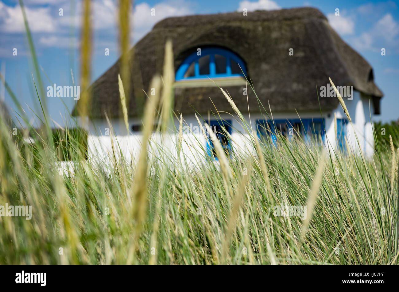 Maison au toit de chaume dans les dunes Banque de photographies et d ...