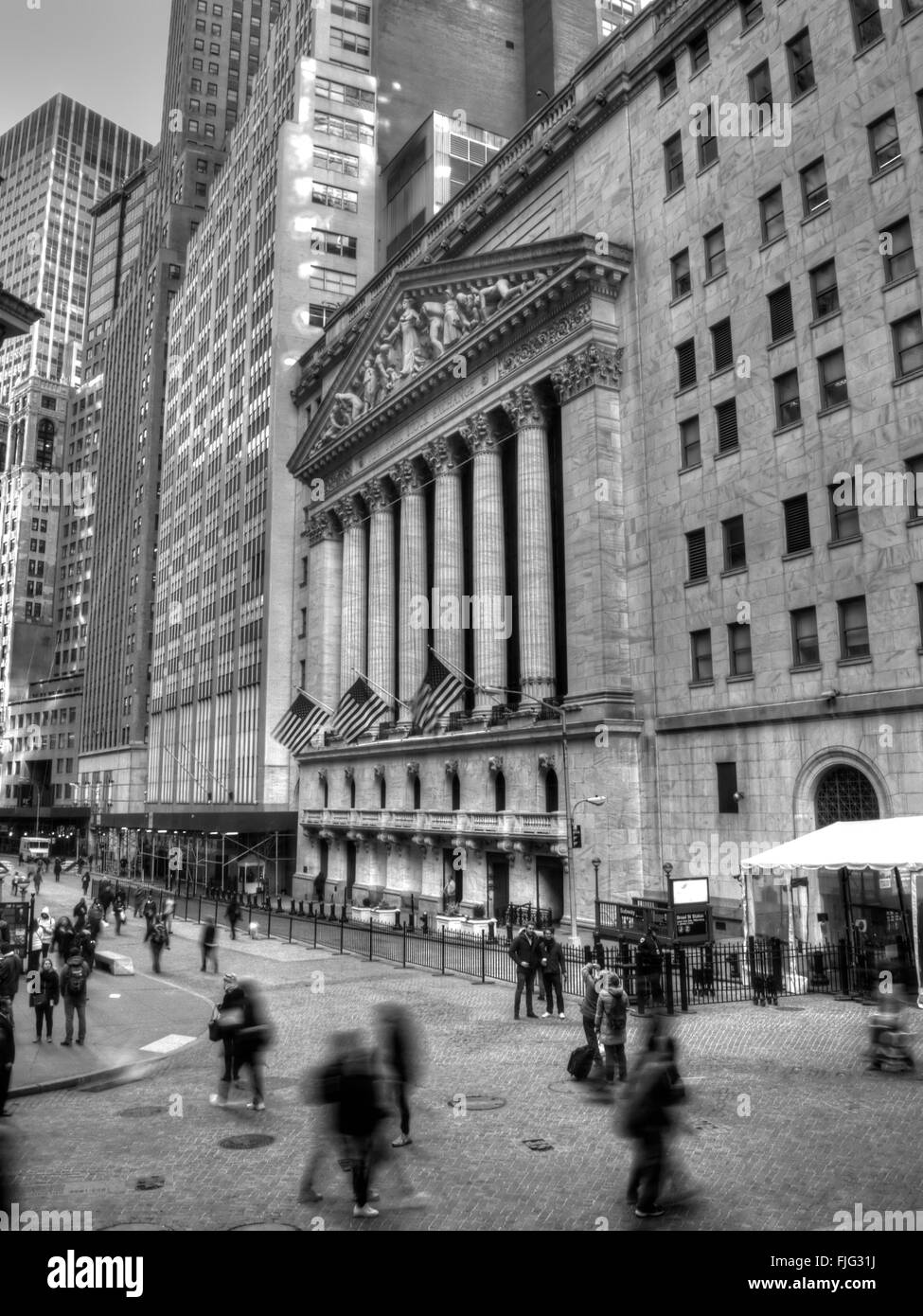 New york stock exchange building at wall street Banque d'images noir et blanc - Alamy