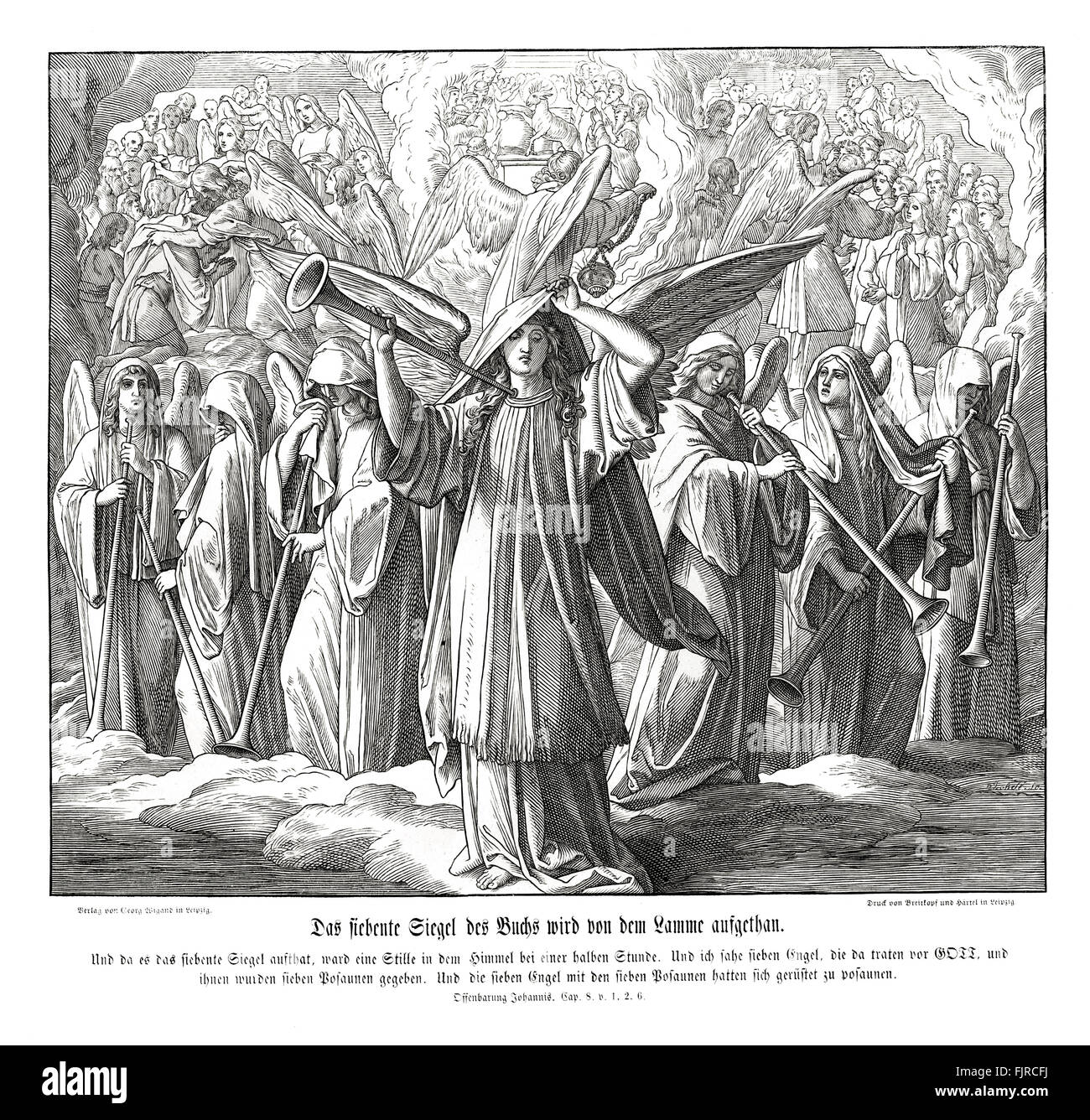 Ouverture de la 7-livre scellé par l'agneau, Apocalypse de Jean ...