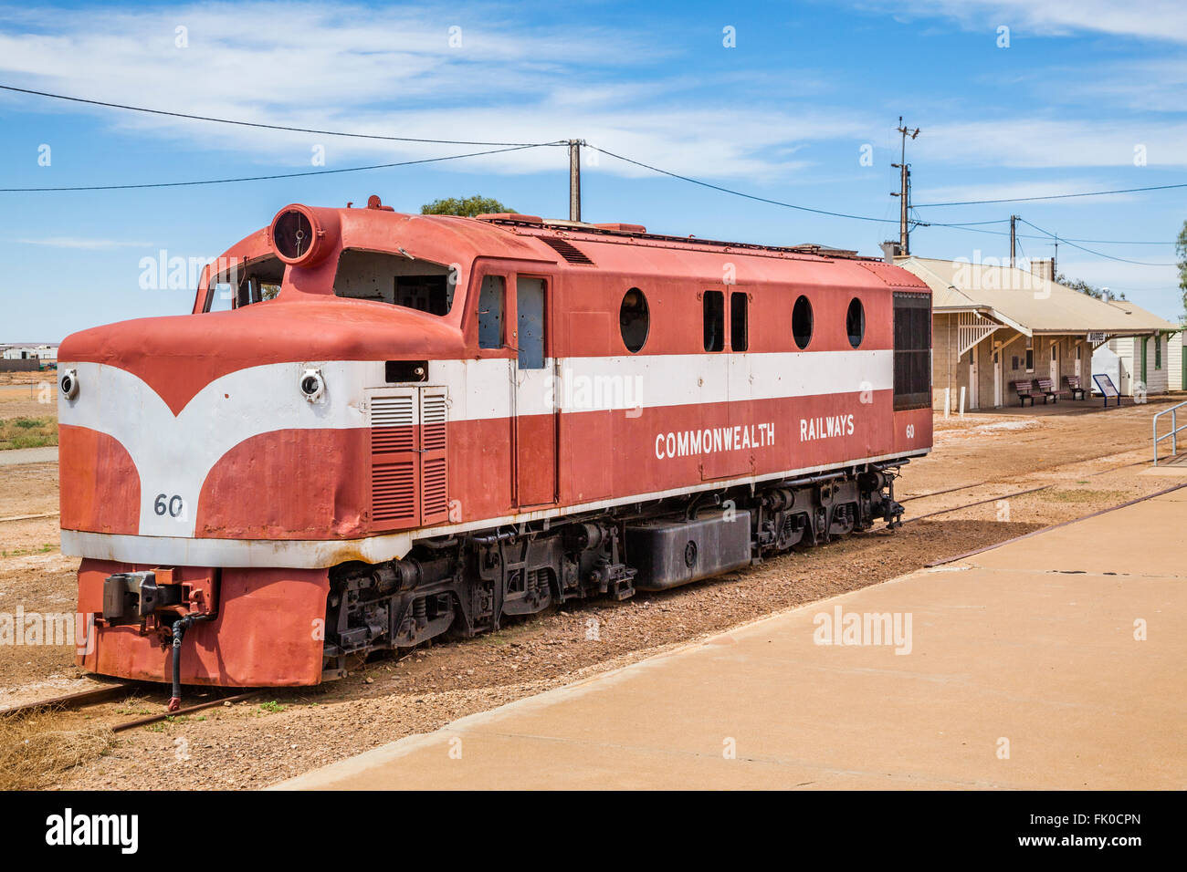 Ancienne locomotive à Ghan Marree, Australie du Sud. L'ancienne ligne ...