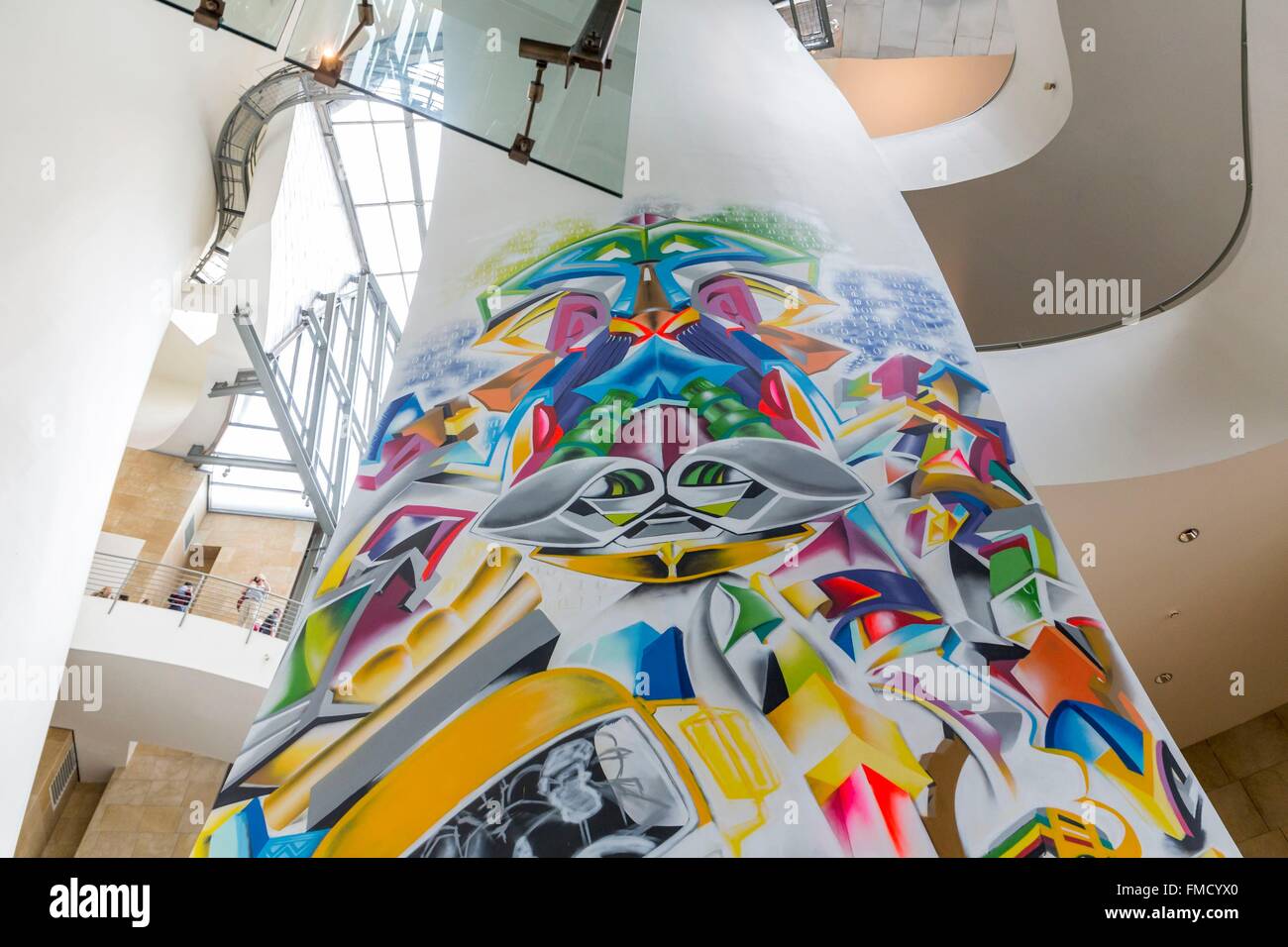 Espagne, Pays basque, Bilbao, Bizkaia, création d'une murale graffiti ...