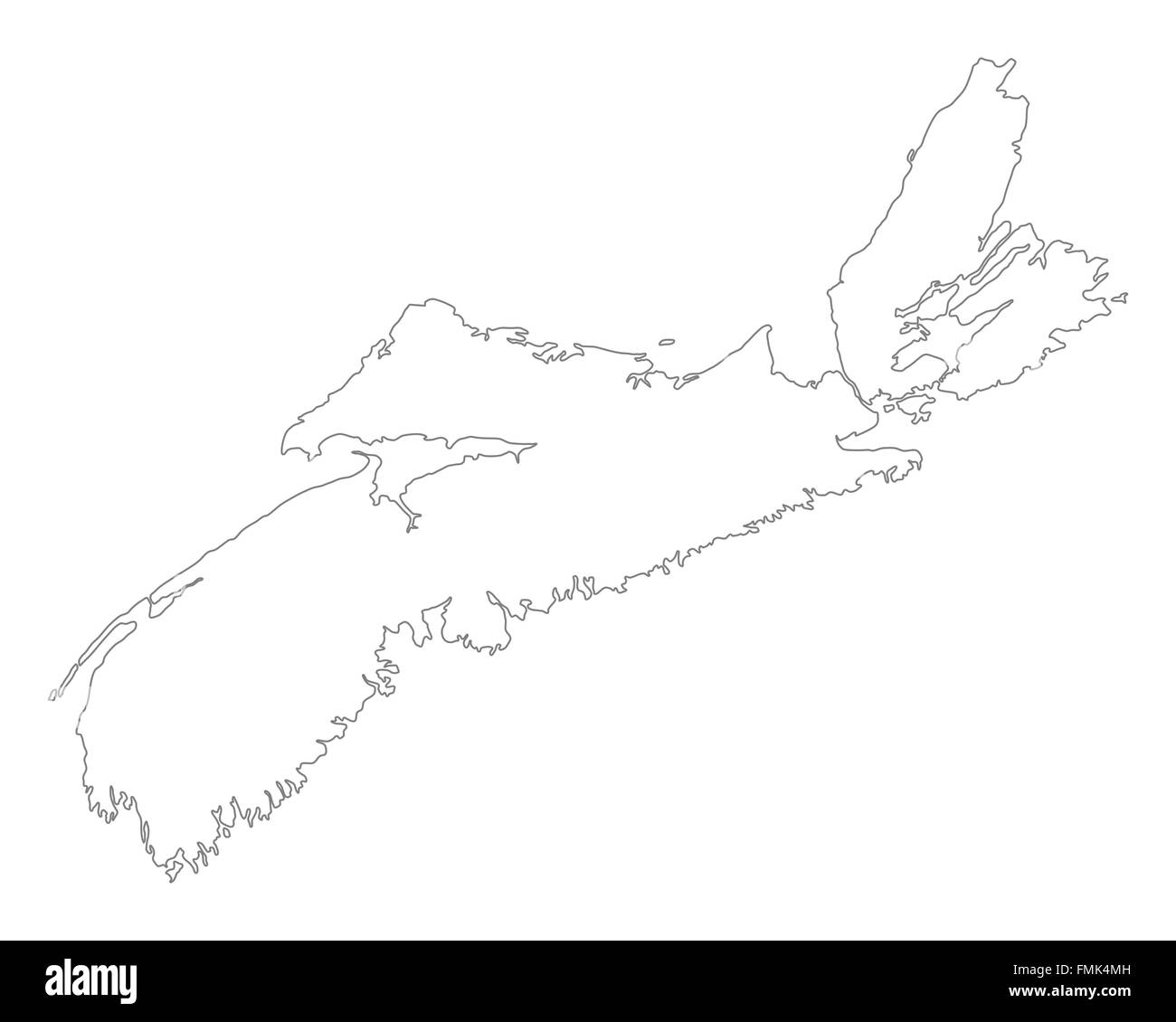 Carte de la nouvelle écosse canada Banque d'images noir et blanc - Alamy
