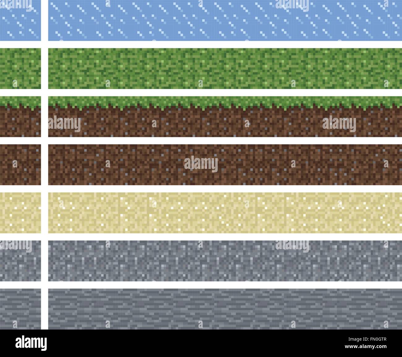 La texture pour plateforme pixel art vector - herbe de boue au sol en ...