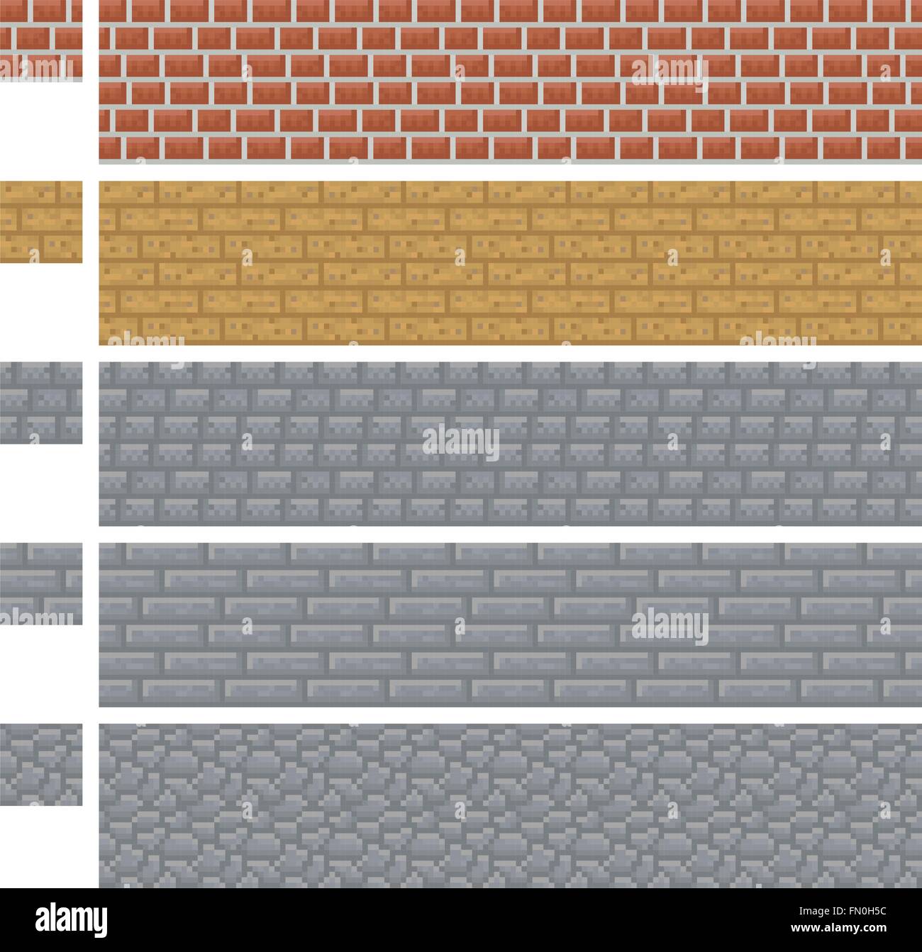 La texture pour plateforme pixel art vector - brique, mur en pierre et ...