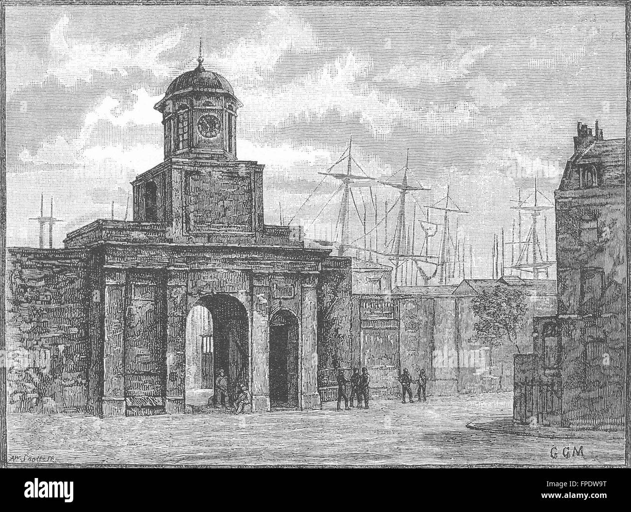 LONDON DOCKLANDS : Entrée de la East India Docks, ancien 1888 Photo ...