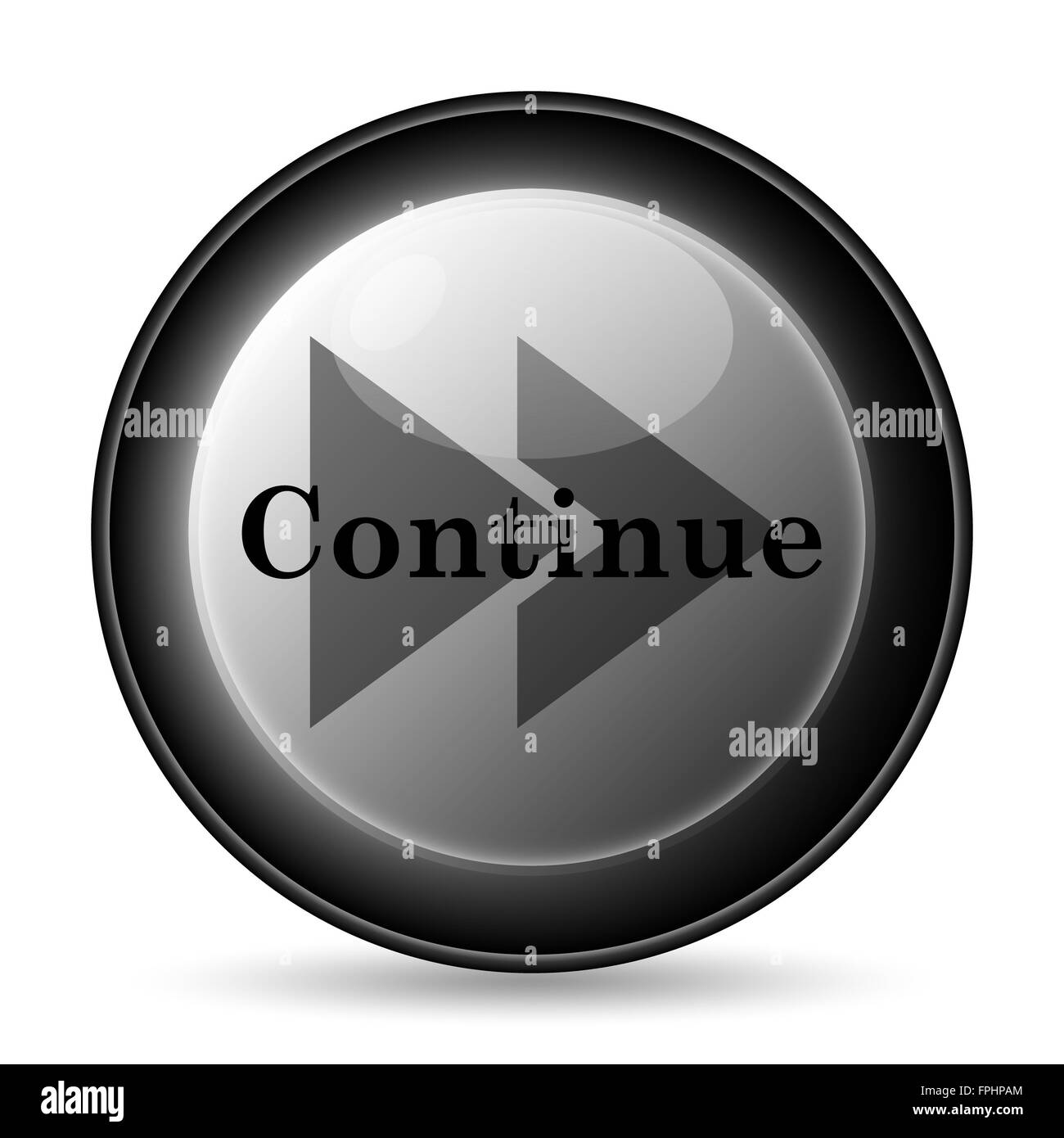 L'icône de continuer. Bouton Internet sur fond blanc Photo Stock - Alamy
