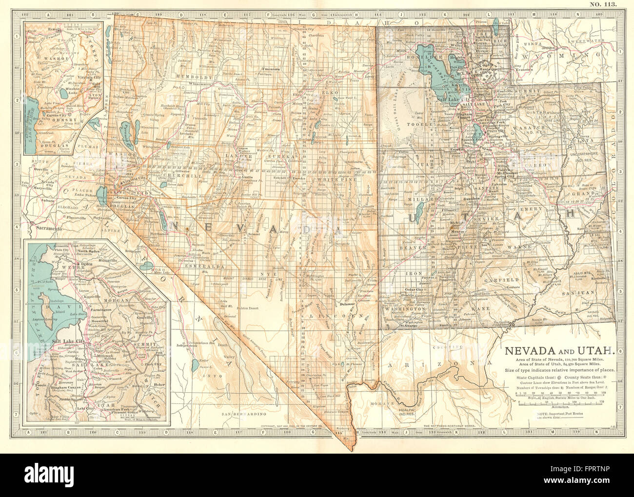 Carte du nevada et de l'utah Banque de photographies et d’images à ...