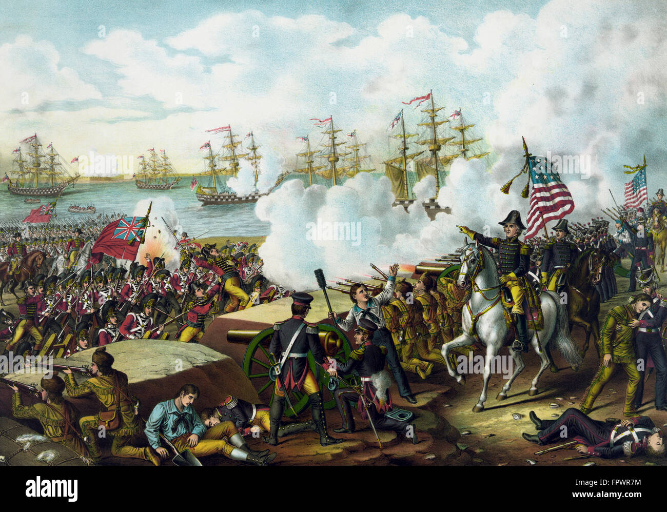 Guerre de 1812 Vintage print du général Andrew Jackson menant ses ...
