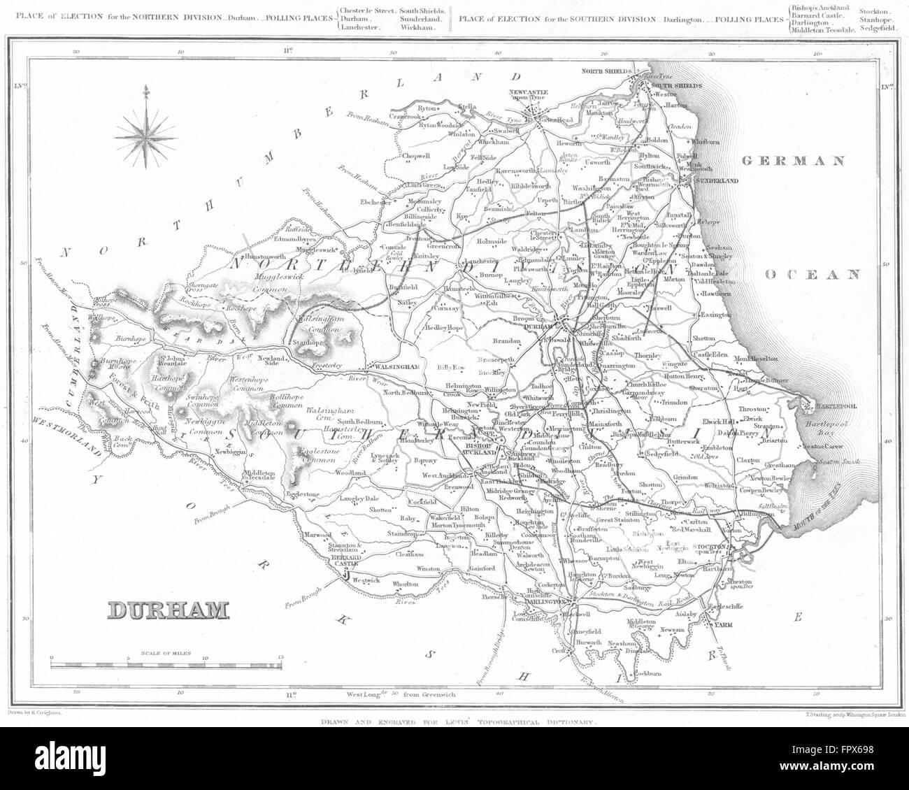 Carte de durham Banque d'images noir et blanc - Alamy