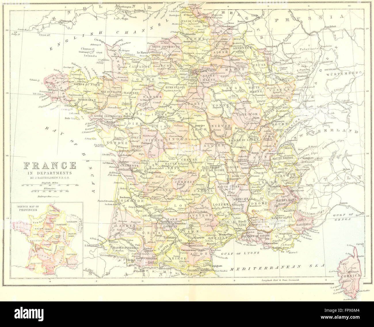 FRANCE : Départements : Collins, 1876 carte antique Photo Stock - Alamy