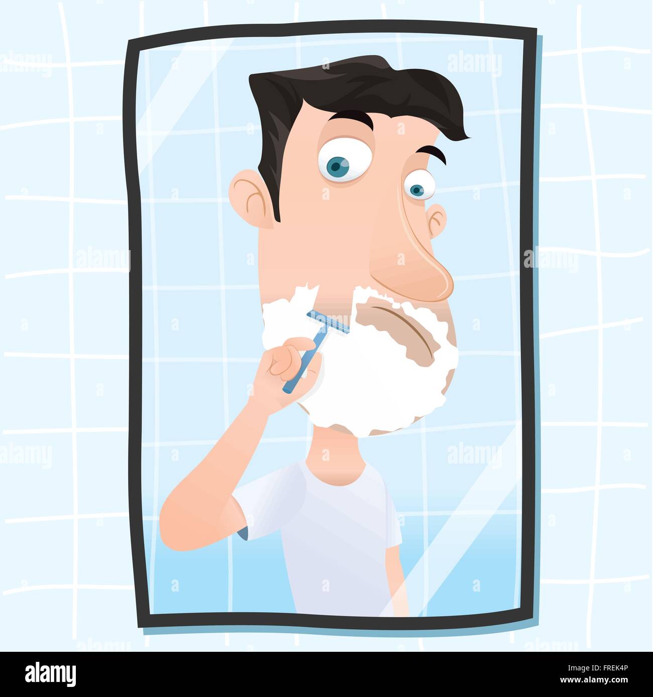 Cartoon man shaving beard razor Banque de photographies et d’images à ...