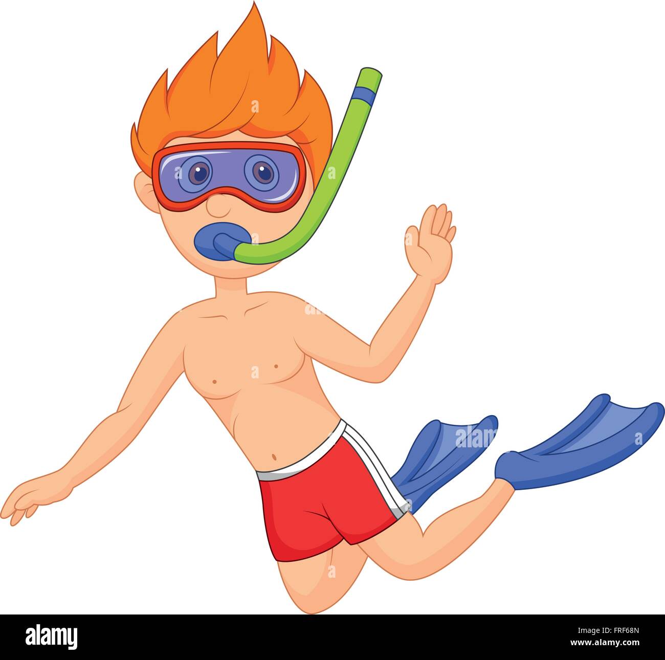 Cartoon illustration funny scuba diver Banque d'images vectorielles - Alamy