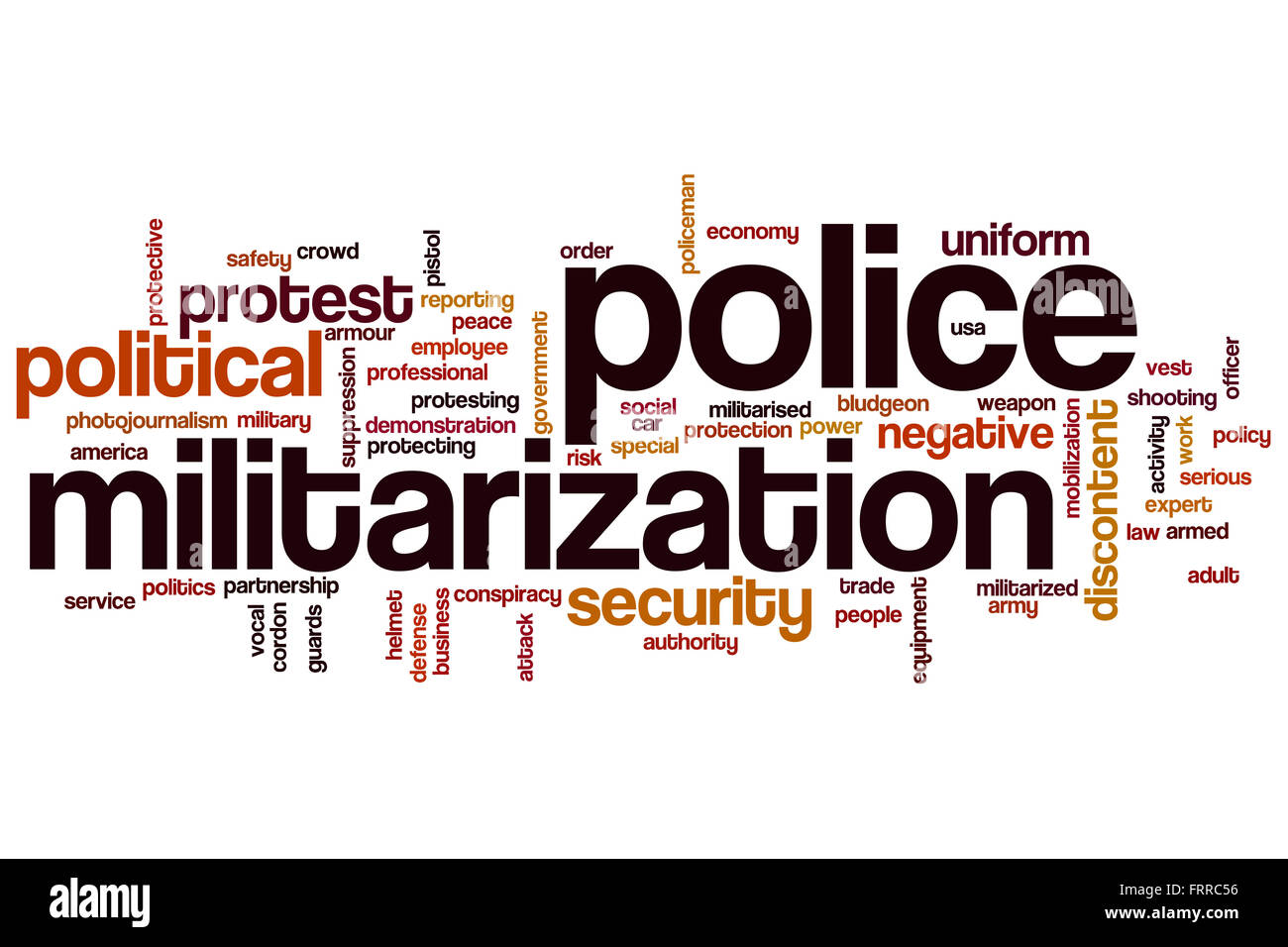 La militarisation de la police mot concept cloud background Photo Stock ...
