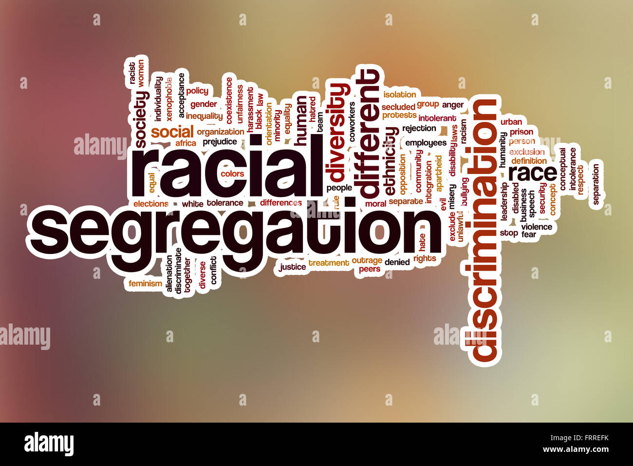 La ségrégation raciale mot concept cloud avec abstract background Photo ...