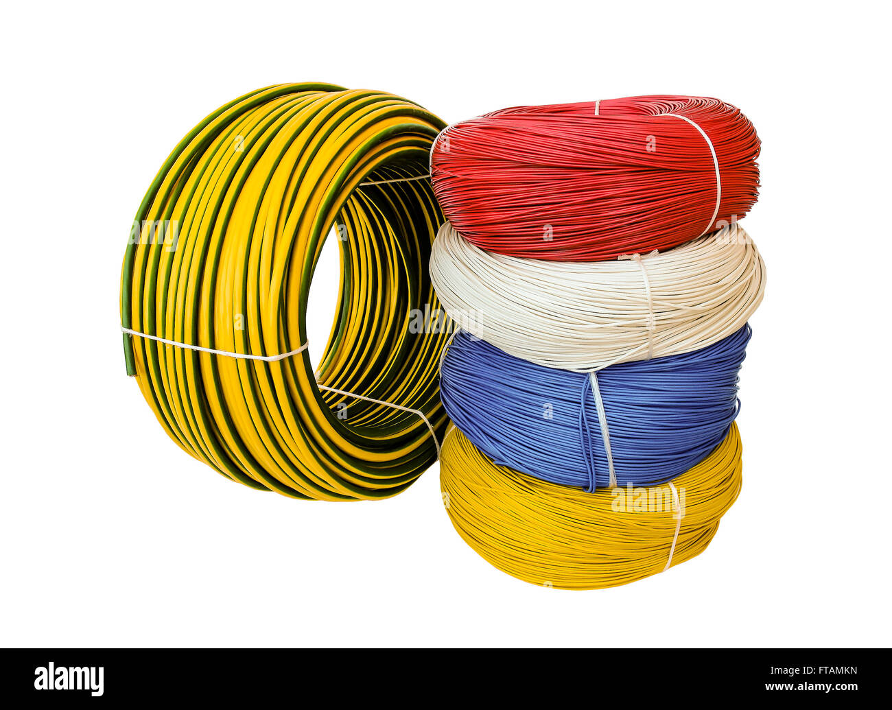 Set Câble électrique de couleur sur fond blanc, isolé Photo Stock - Alamy