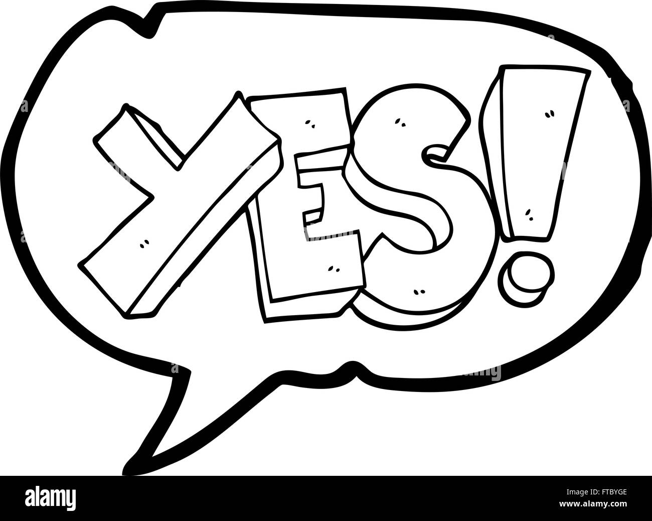 Cartoon yes symbol bubble Banque d'images noir et blanc - Alamy