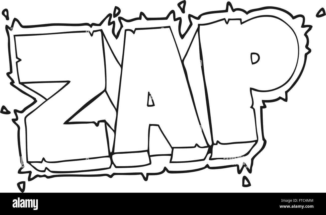 Dessiné à main levée de cartoon noir et blanc symbole zap Image ...