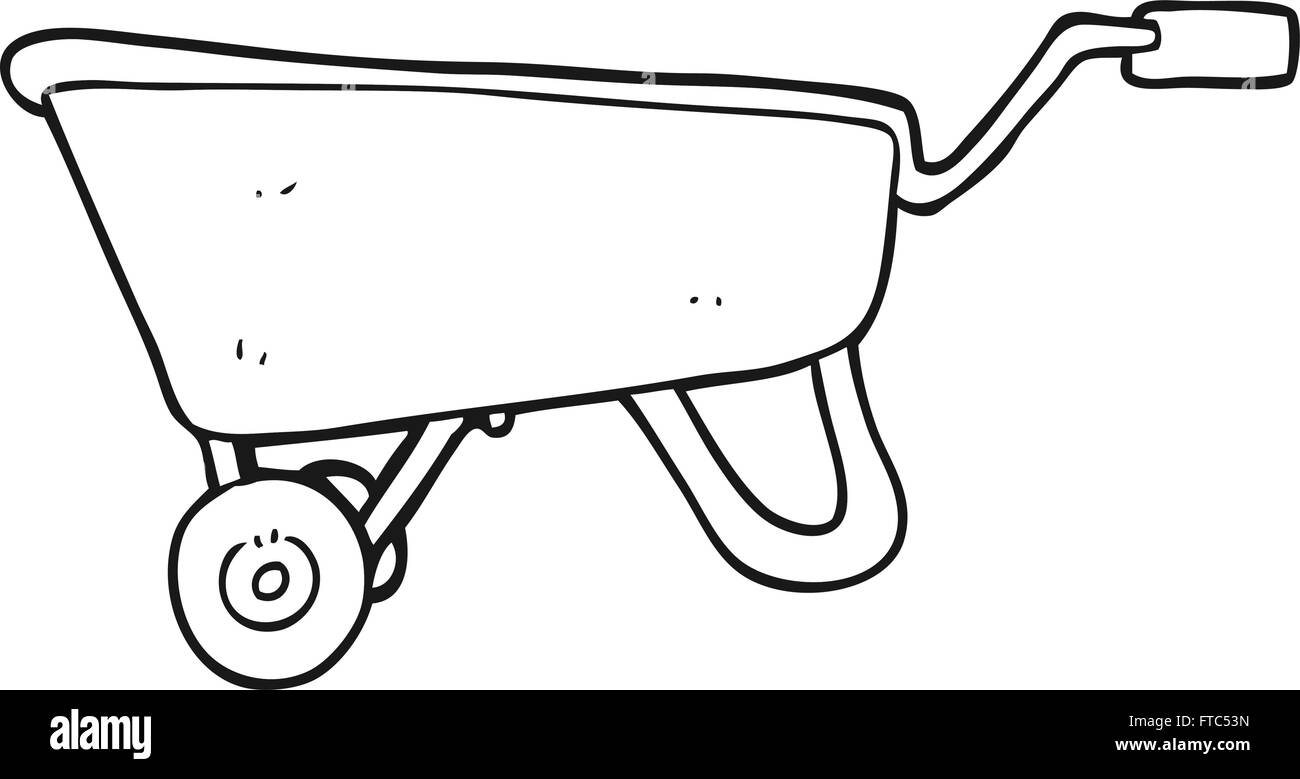 Noir et blanc dessiné à main levée brouette cartoon Image Vectorielle ...