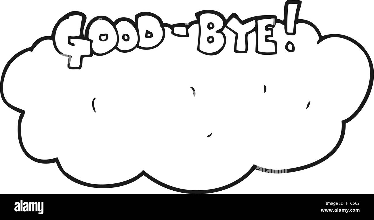 Noir et blanc dessiné à main levée au revoir cartoon sign Image ...
